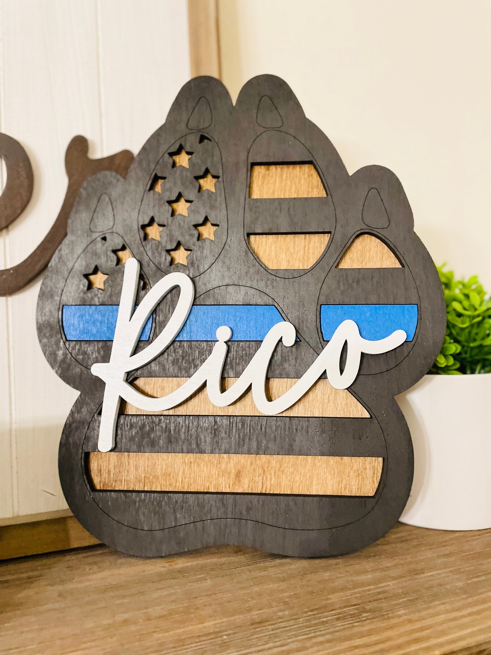 Police K9 Paw Print Sign Thin Blue Line K9 Sign Law - Etsy