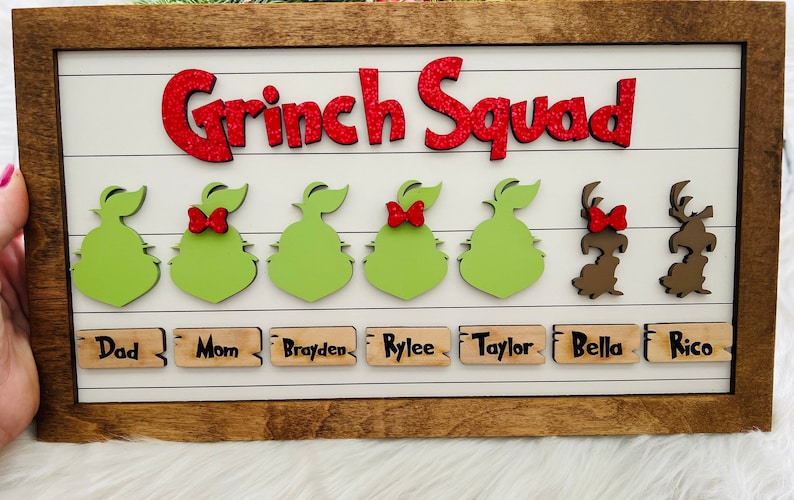 Grinch Squad Family Sign, Grinchmas Decor, Grinch Themed Tiered Tray ...