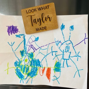 Kids Artwork Fridge Magnet, Personalized Fridge Magnet, Look What I ...
