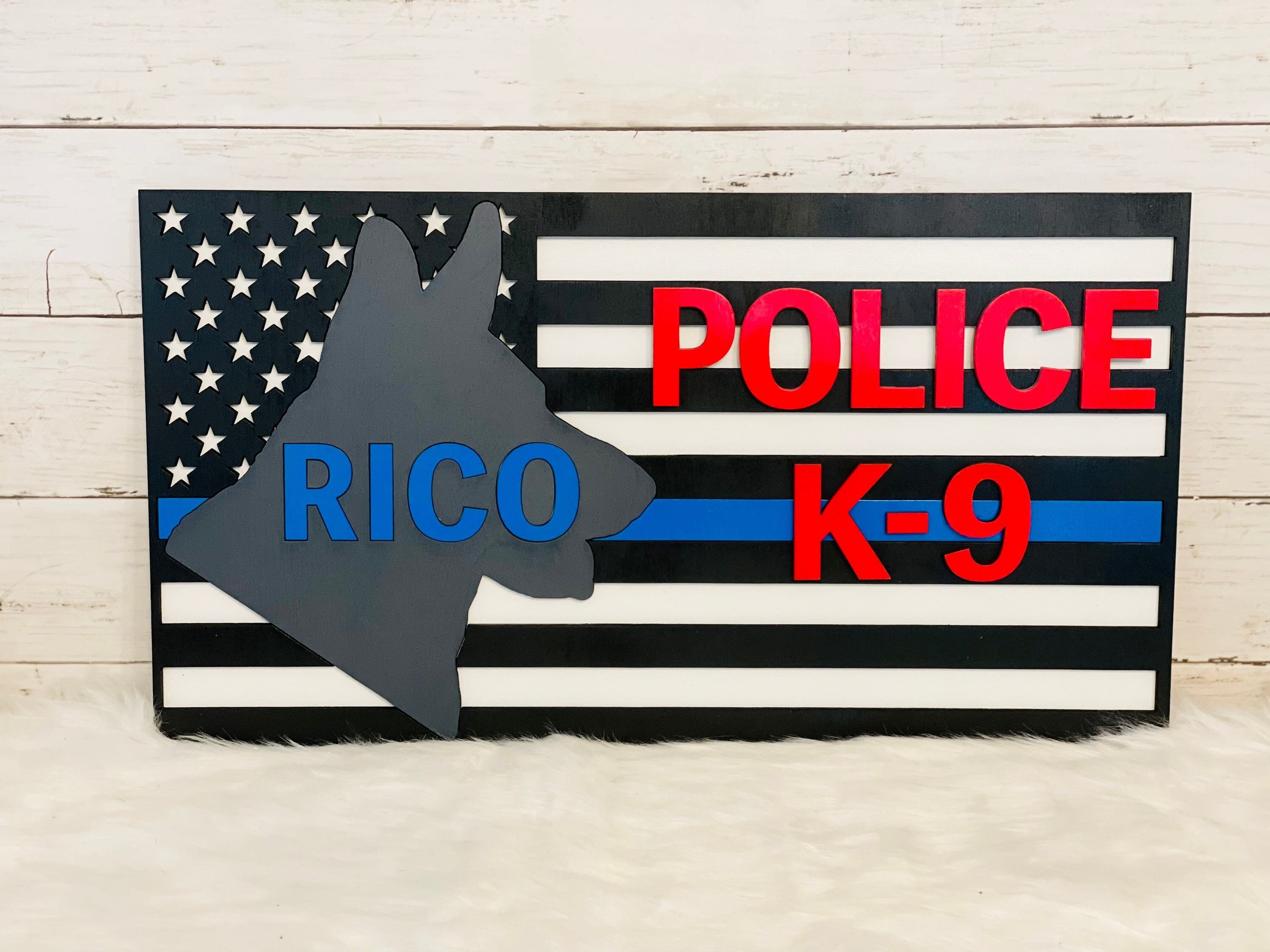 Custom K9 Flag Sign Thin Blue Line K9 Sign Law Enforcement | Etsy