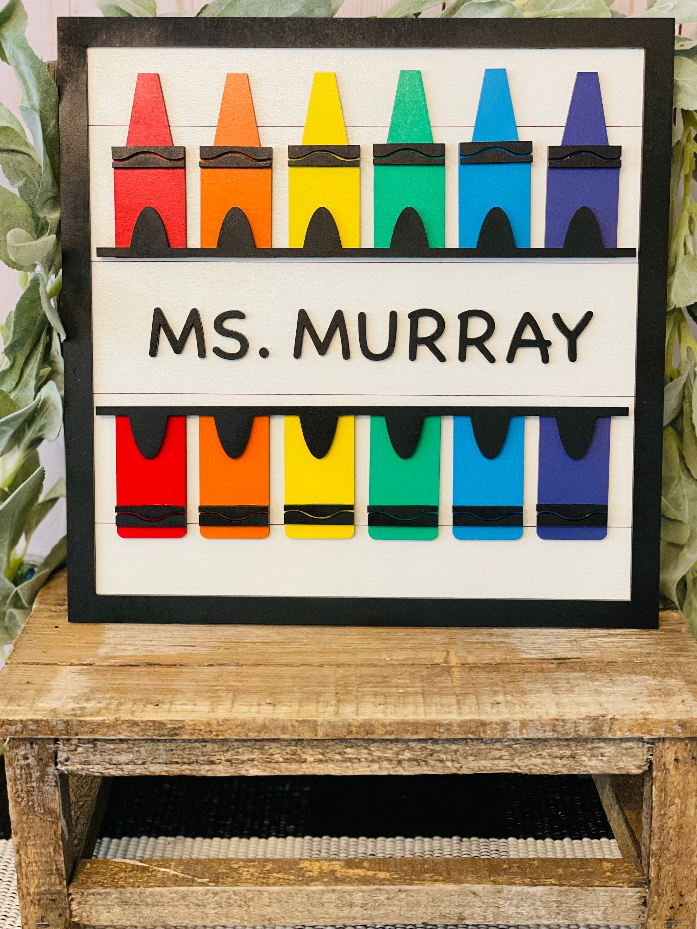 Crayon Name Sign for Teacher Personalized Teacher Gift - Etsy