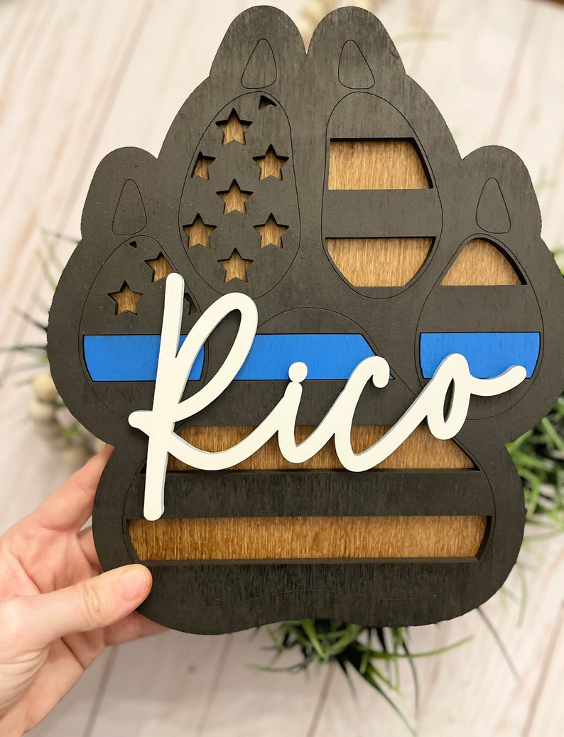 Police K9 Paw Print Sign Thin Blue Line K9 Sign Law - Etsy