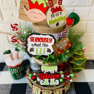 Elf Tiered Tray, Elf Decorative Tray, Elf Signs, Tiered Tray, Christmas ...