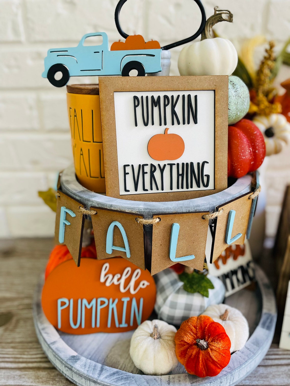 Pumpkin Everything Fall Tiered Tray fall tier tray set | Etsy