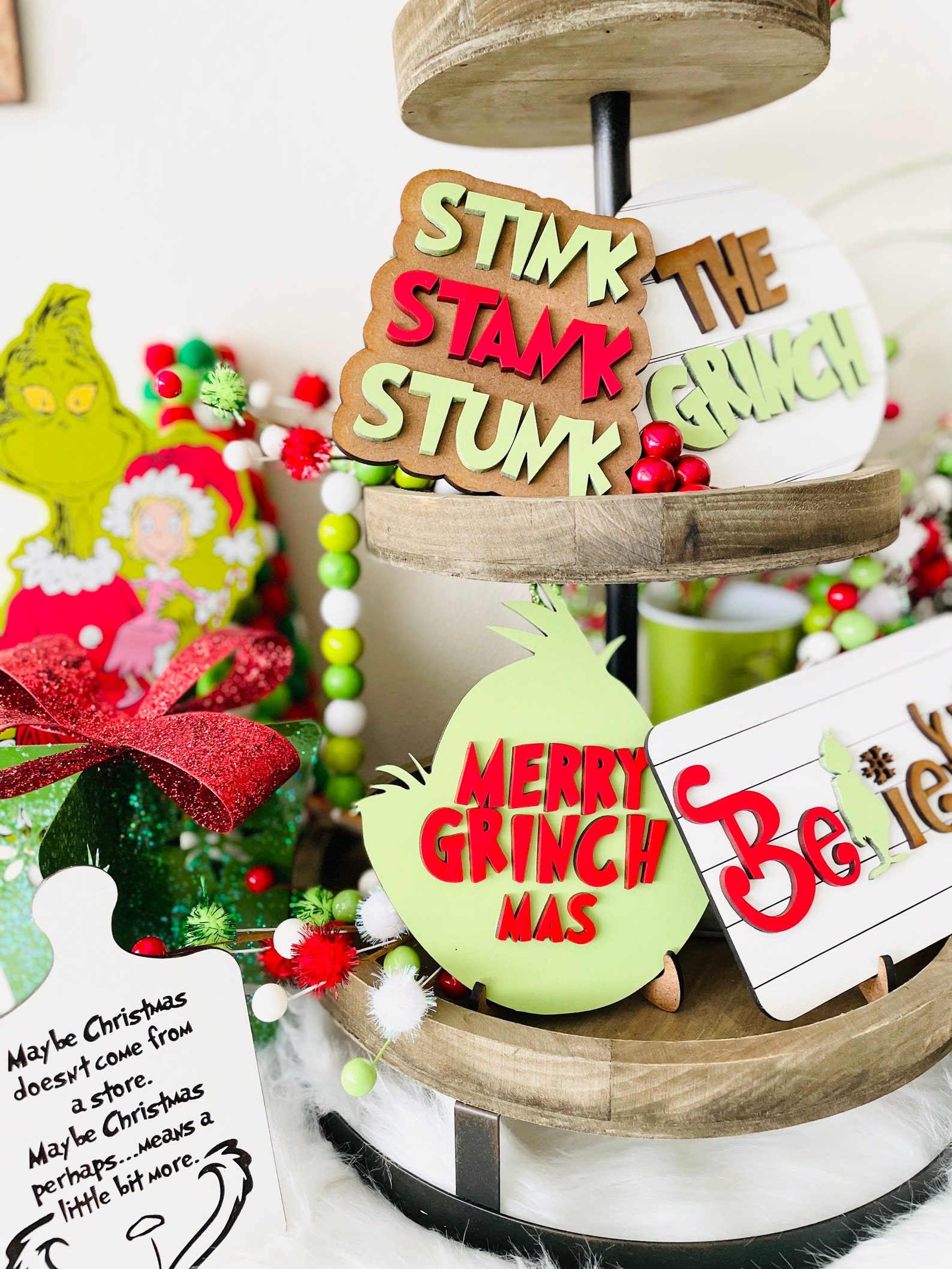 Grinchmas Decorative Tray Grinch Themed Tiered Tray 3D Mini - Etsy