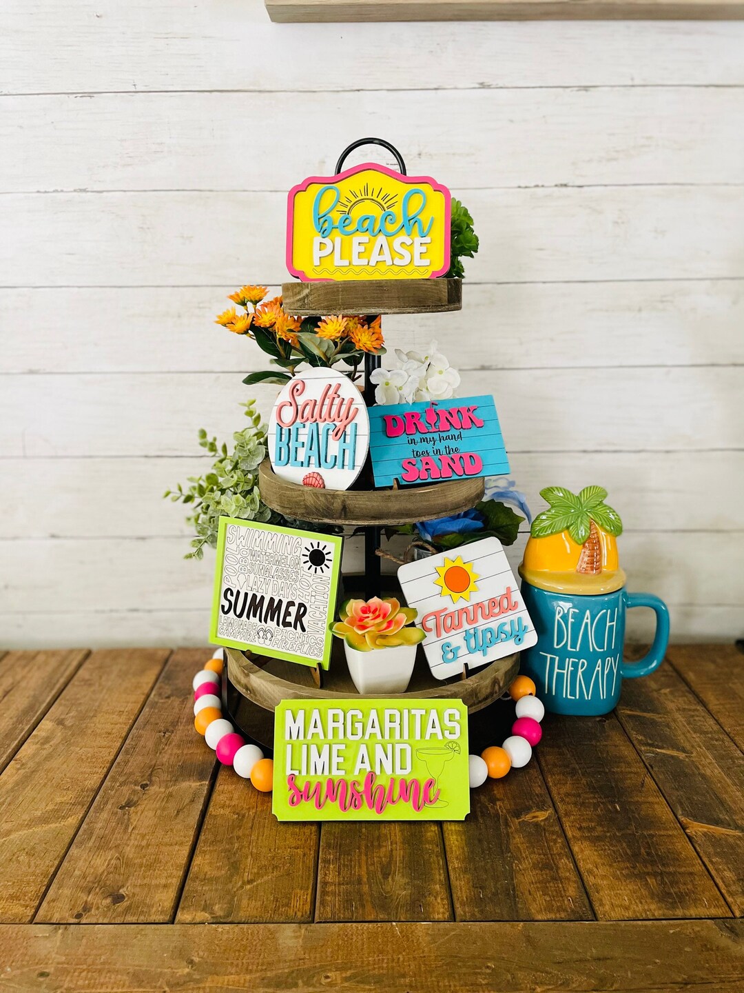 Summer Tier Tray Set, Summer Decorative Tray, Beach Tier Tray ...