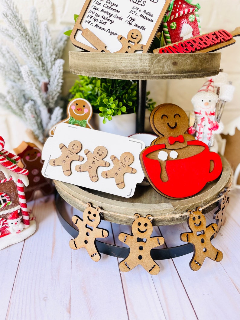 Gingerbread Tiered Tray 8 Piece Set Christmas Decor | Etsy