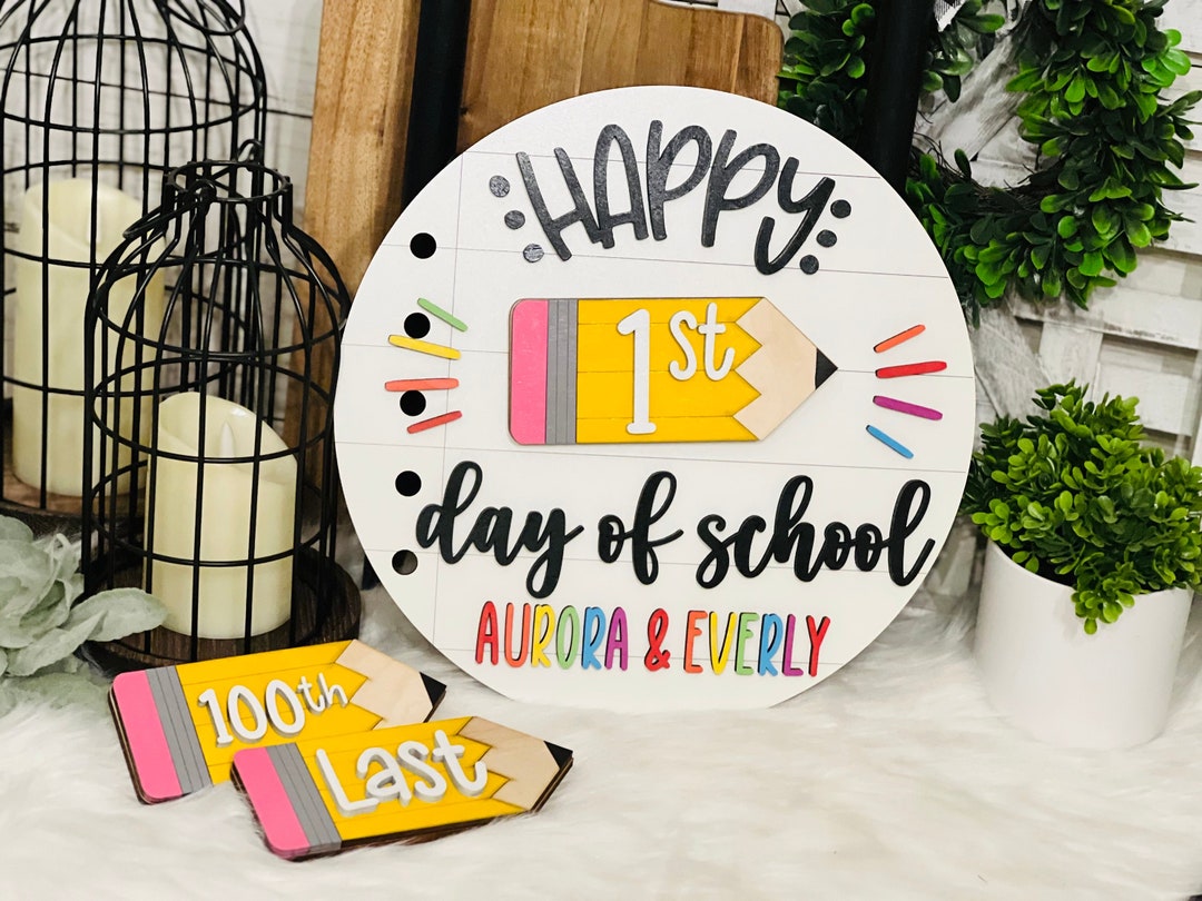 Personalized Kids Interchangeable First Day of School Sign, 100th Day ...