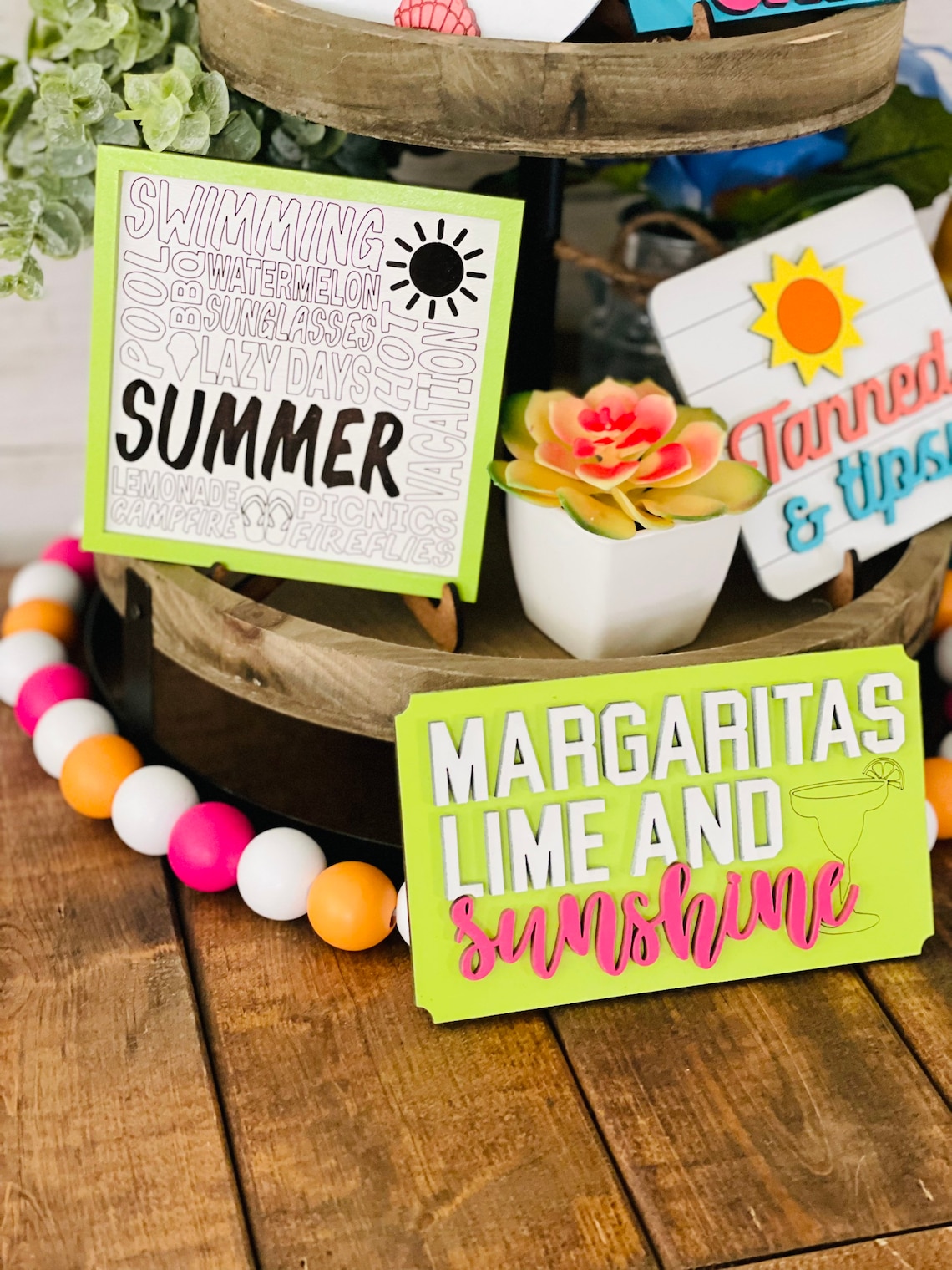 Summer Tier Tray Set Summer Decorative Tray Beach Tier Tray - Etsy