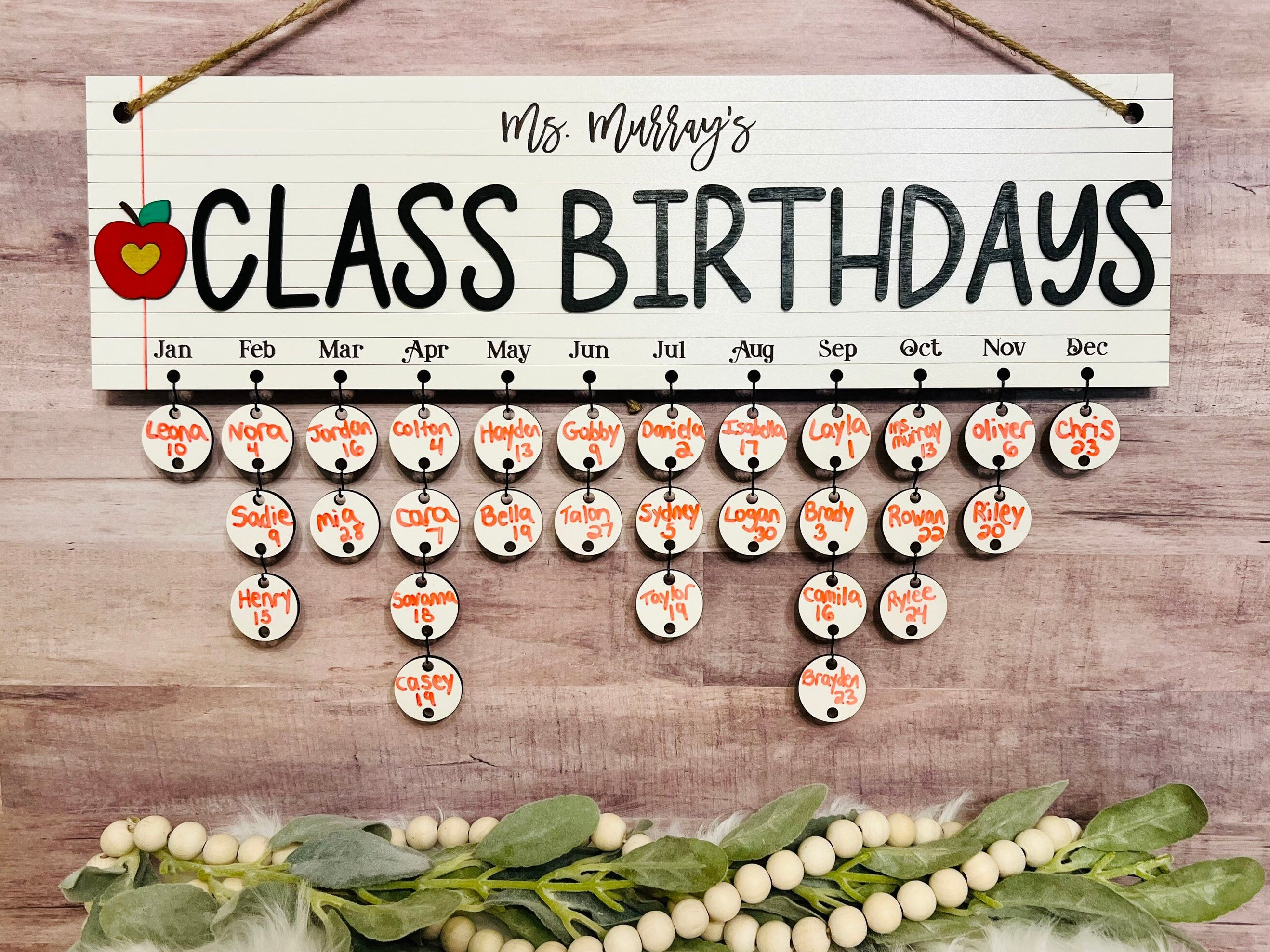 Classroom Birthday Sign, Teacher Celebration Board, Apple Decor - Etsy