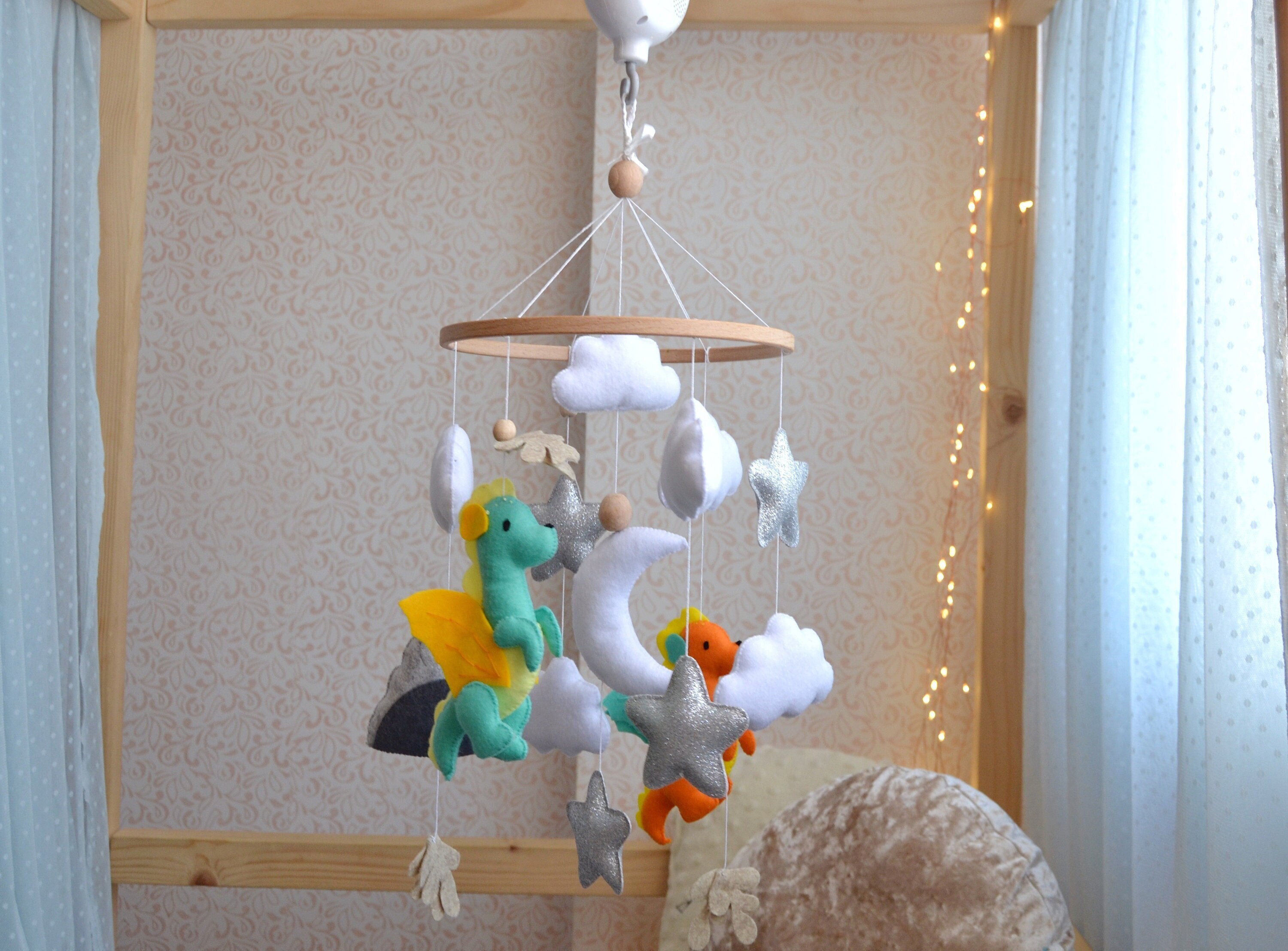 Dragon Baby Mobile, Fantasy Nursery Mobile, Felt Dragon ,scandinavian ...