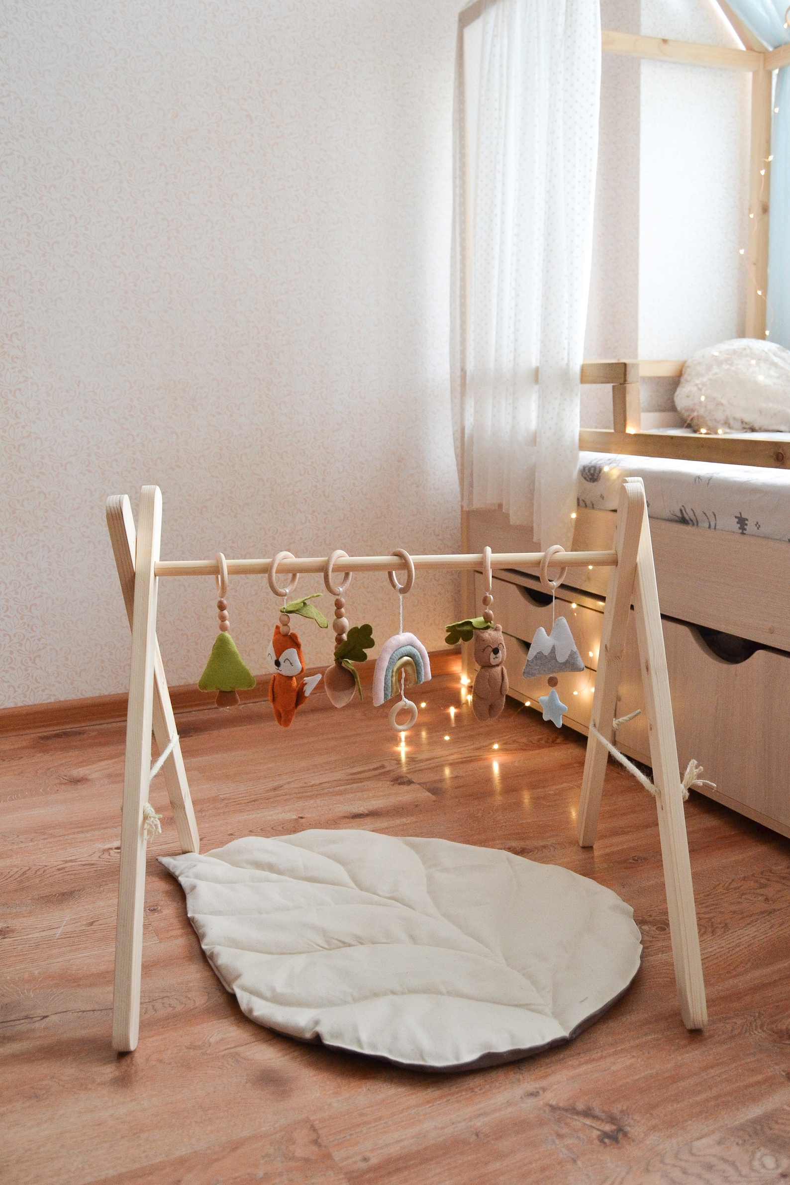 Forest Baby Play Gym, Woodland Baby Gym With Felt Animals Hanging Toys ...