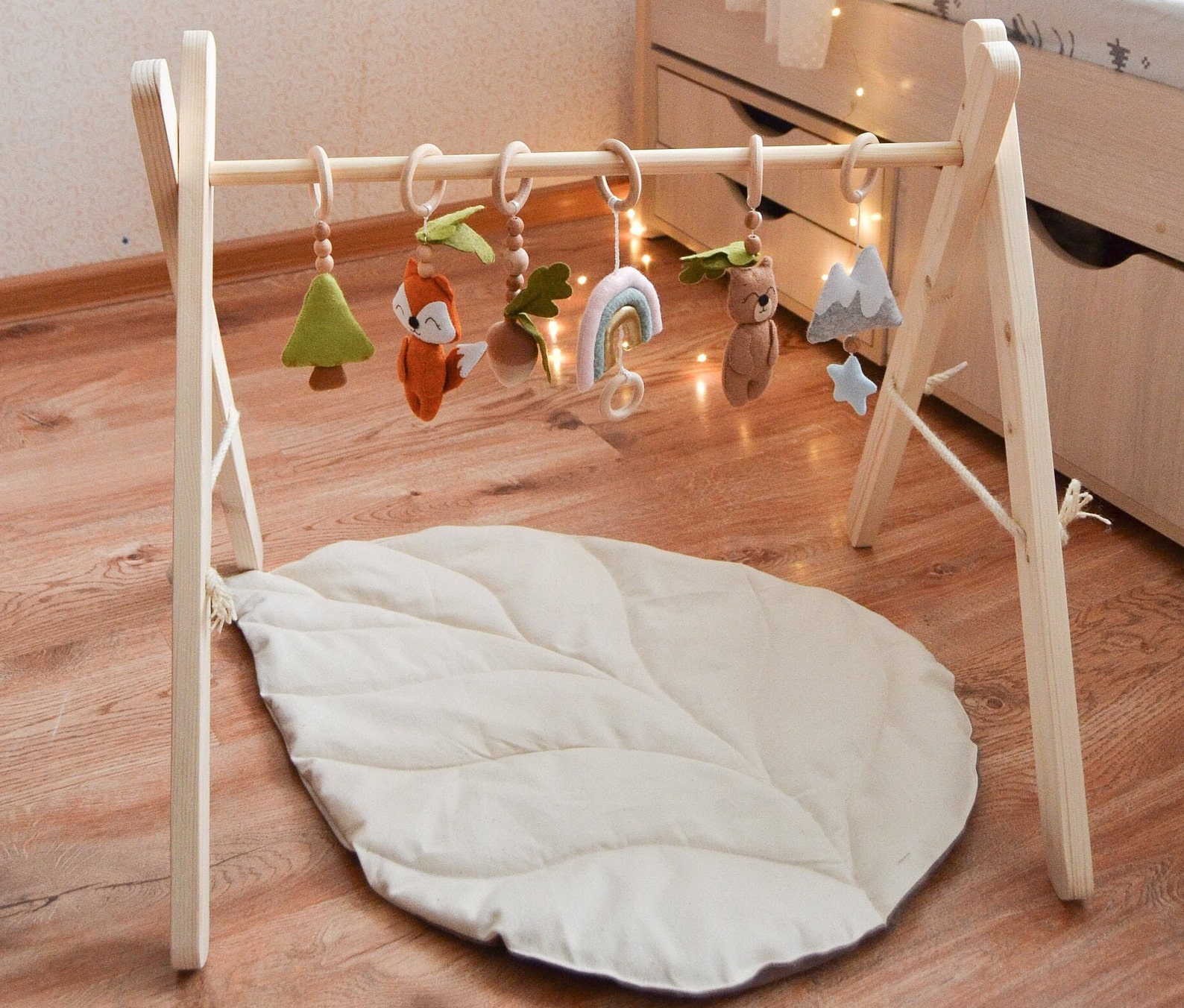 Forest Baby Play Gym, Woodland Baby Gym With Felt Animals Hanging Toys ...