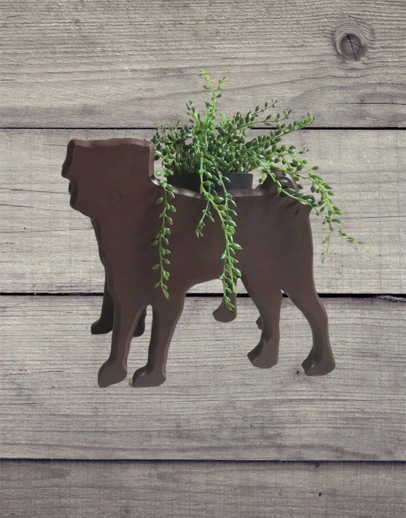 Wooden Canine Pug Plant Stand Dog Planter Garden Decor | Etsy