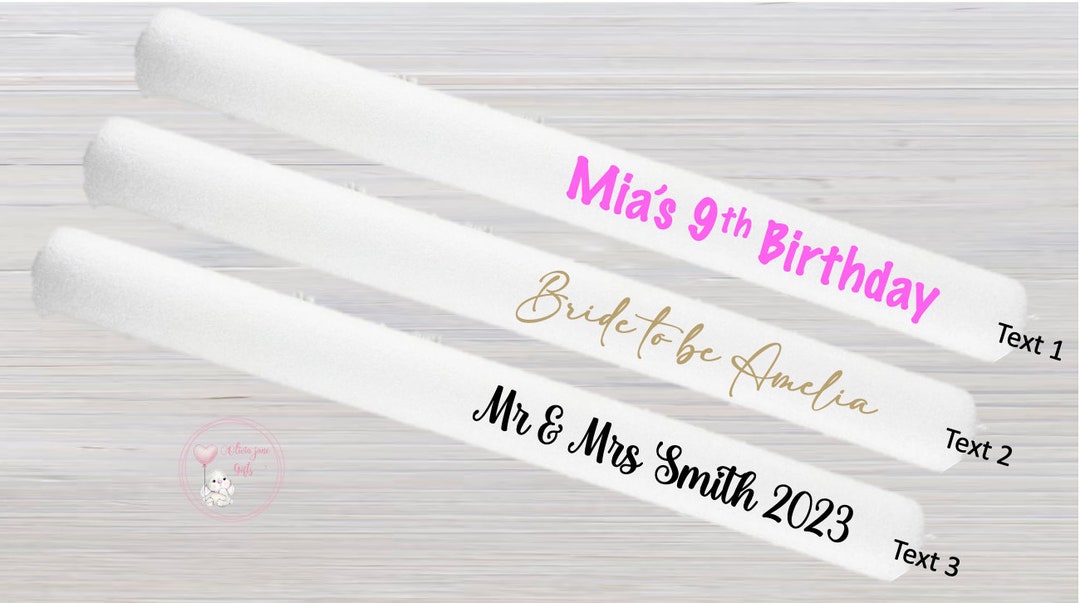 Personalised Wedding Glow Sticks, Wedding Favours, Foam Battery Glow ...