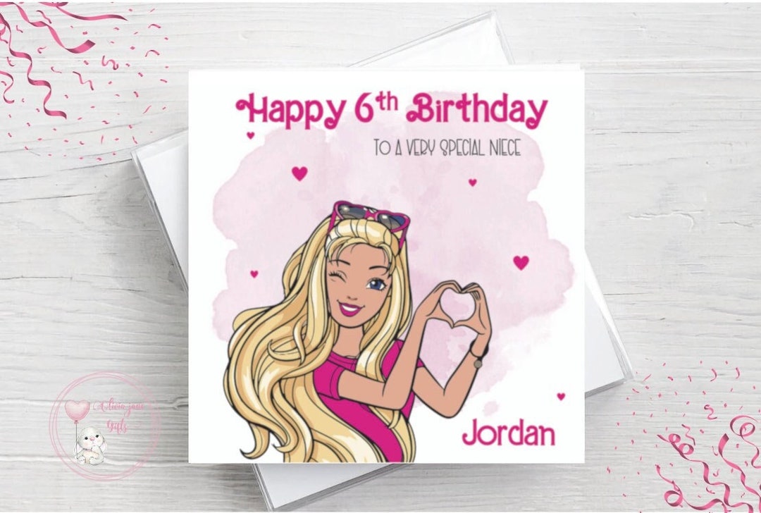 Personalised Barbie Inspired Birthday Card Any Age Daughter, Niece ...