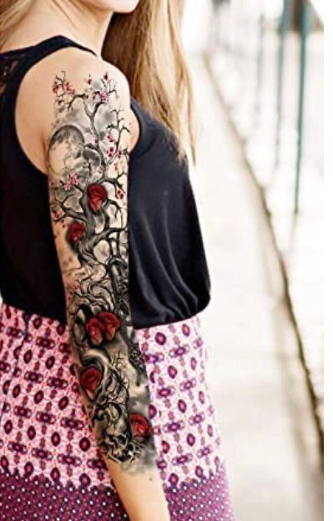 Half Leg Sleeve Tattoo Tree