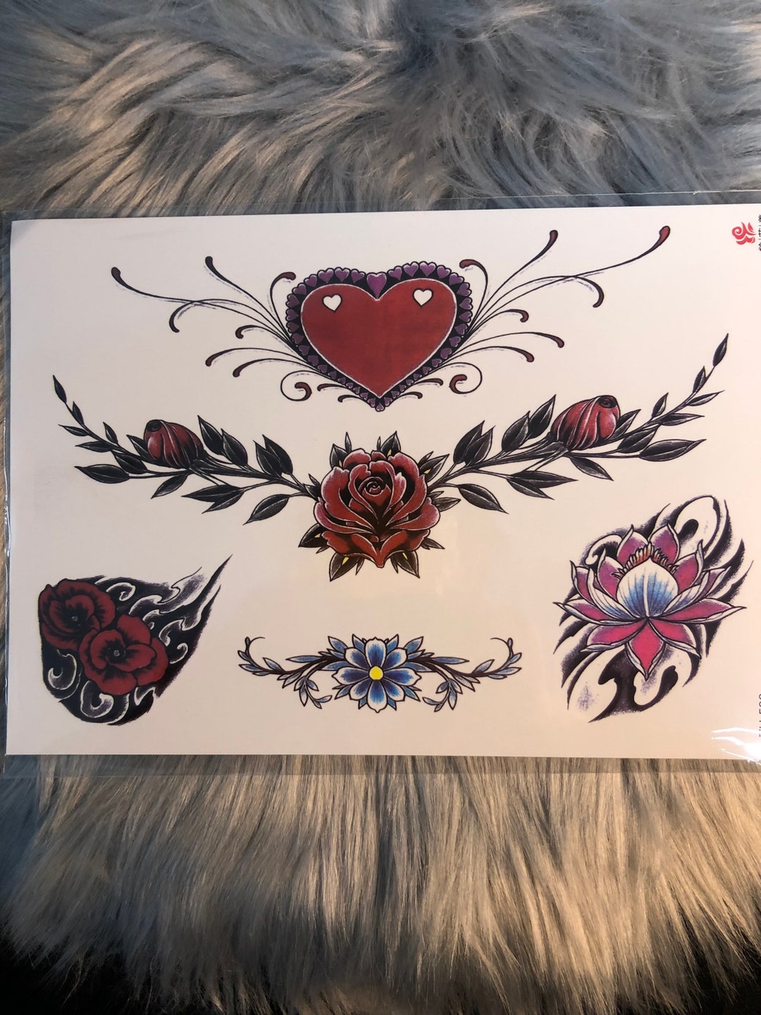 5 Small Colorful Temporary Tattoos Realistic Rose Flower - Etsy