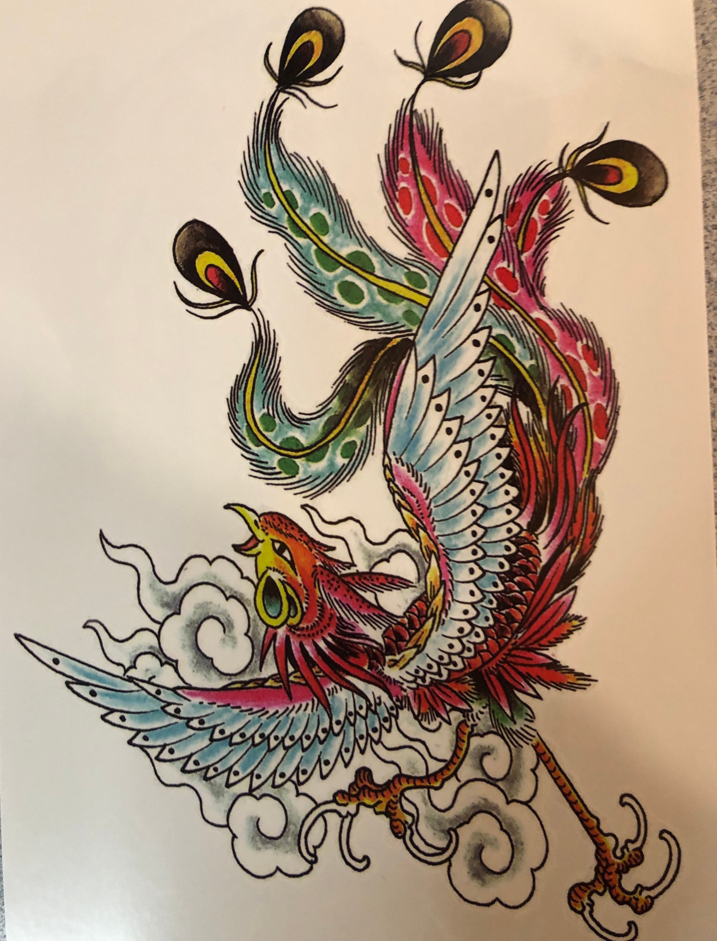 Japanese Phoenix And Dragon Tattoo