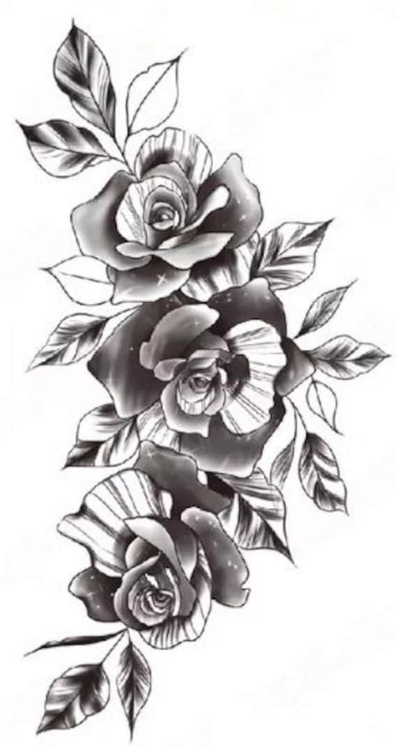 Black And Grey Realistic Rose Tattoo Design