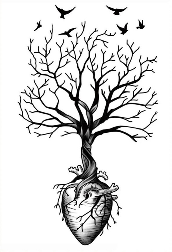 Anatomical Heart Tree Tattoo