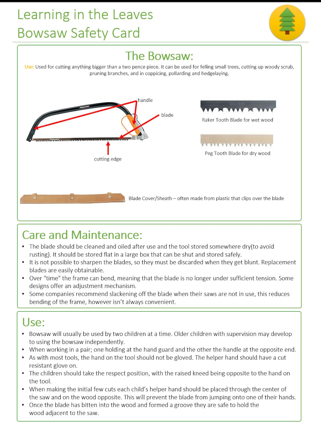 Forest Tools Safety Cards - Etsy UK
