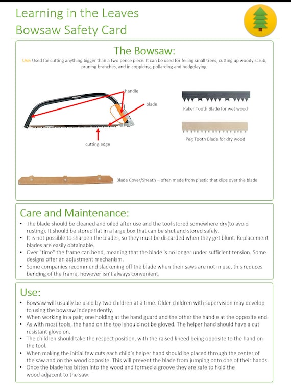 Forest Tools Safety Cards - Etsy UK