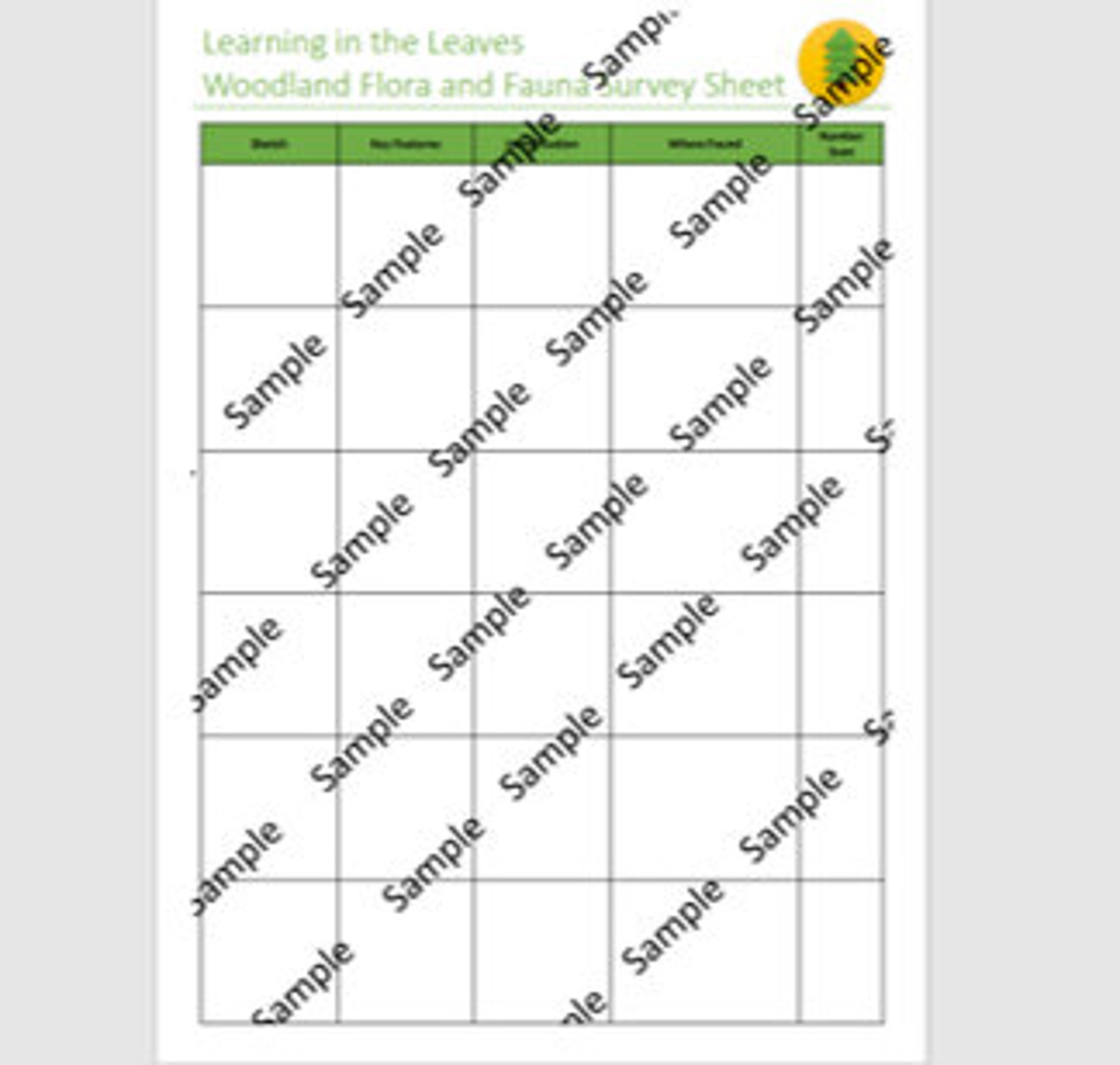 Flora and Fauna Survey Sheet - Etsy UK