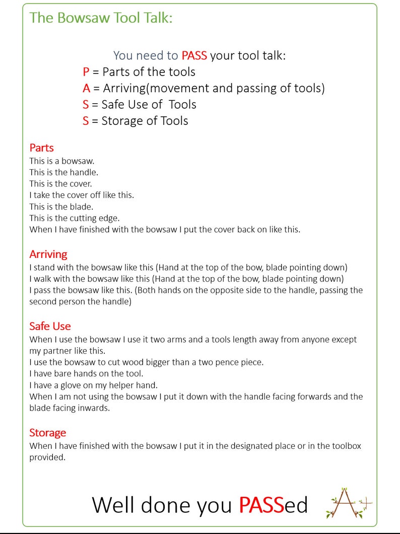 Forest Tools Safety Cards - Etsy UK