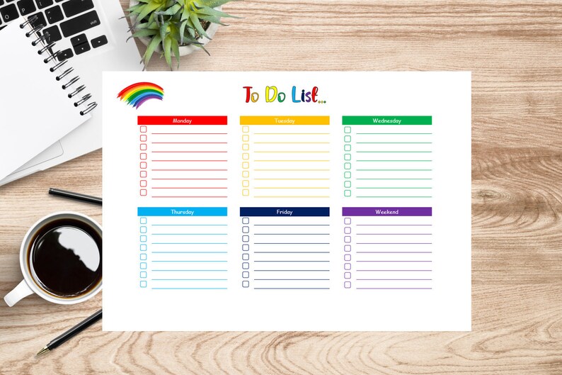 Printable Rainbow to Do List... - Etsy