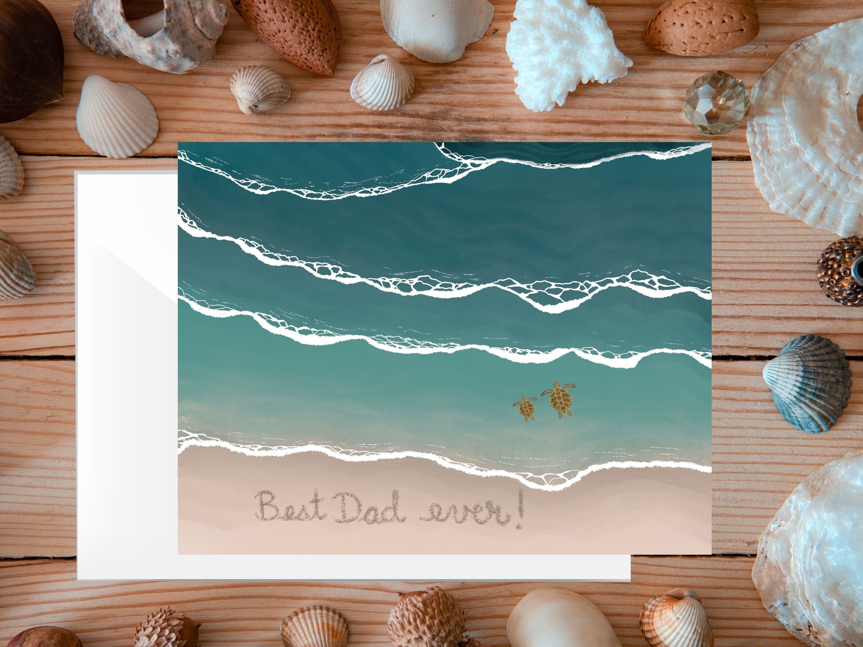 Card# C24, Sea Turtle Father's Day Card, Happy Father's Day, Card for ...