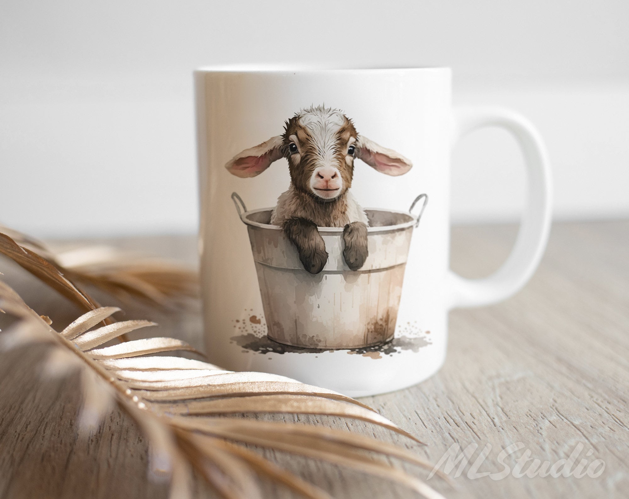 Baby Goat in a Bucket PNG, Goat PNG, Goat Sublimation, Watercolour Goat ...