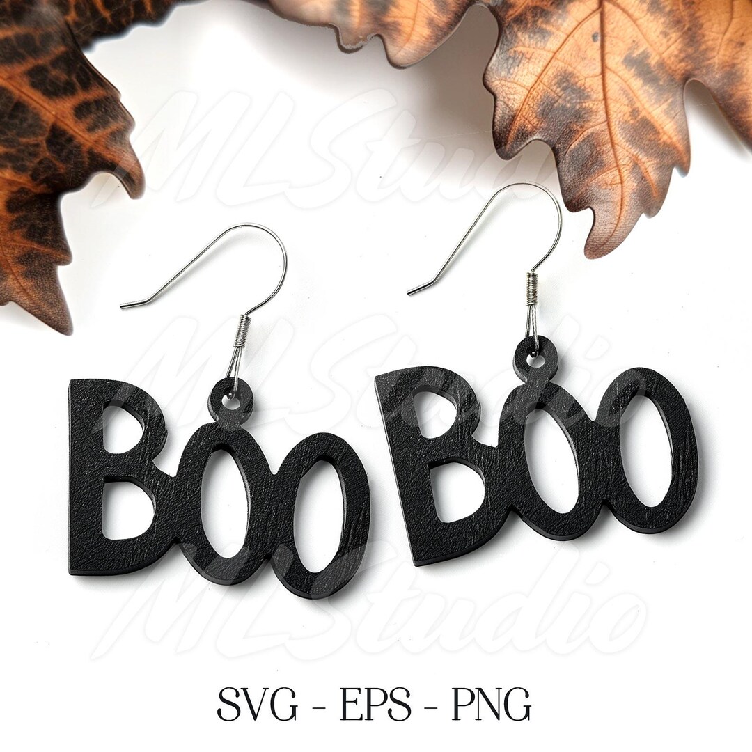 Boo Earrings SVG, Boo Wood Halloween Earrings, Halloween Svg, Engraving ...