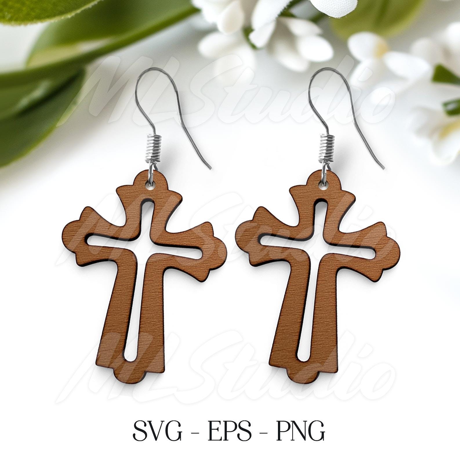 Cross Earring SVG, Easter Wood Earring Svg, Faux Leather Earrings Svg ...