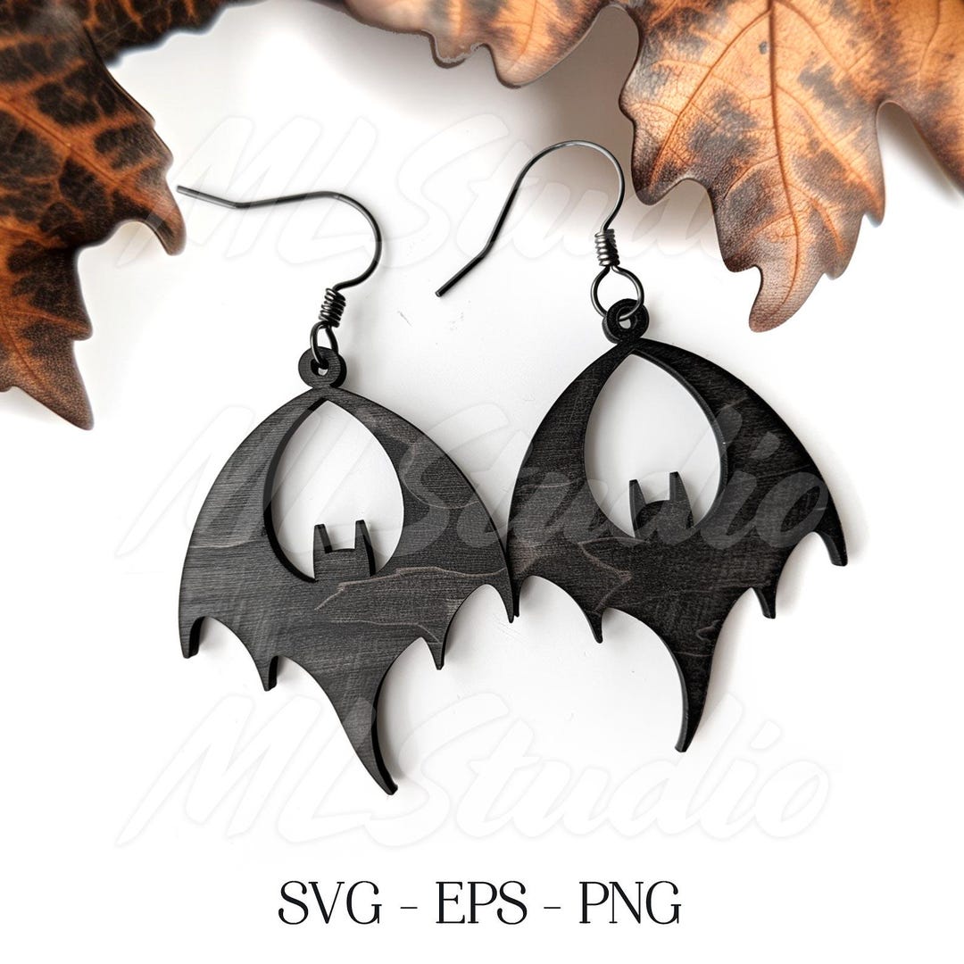 Bats Earrings SVG, Earring Svg, Engraving Pattern Svg, Wood Earring Svg ...