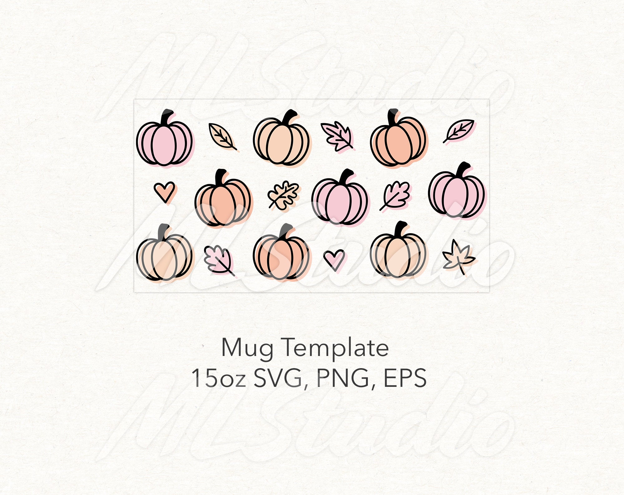 Cute Fall Pumpkins 15oz Mug Wrap Svg, Autumn Svg, 15oz Mug Design Svg ...