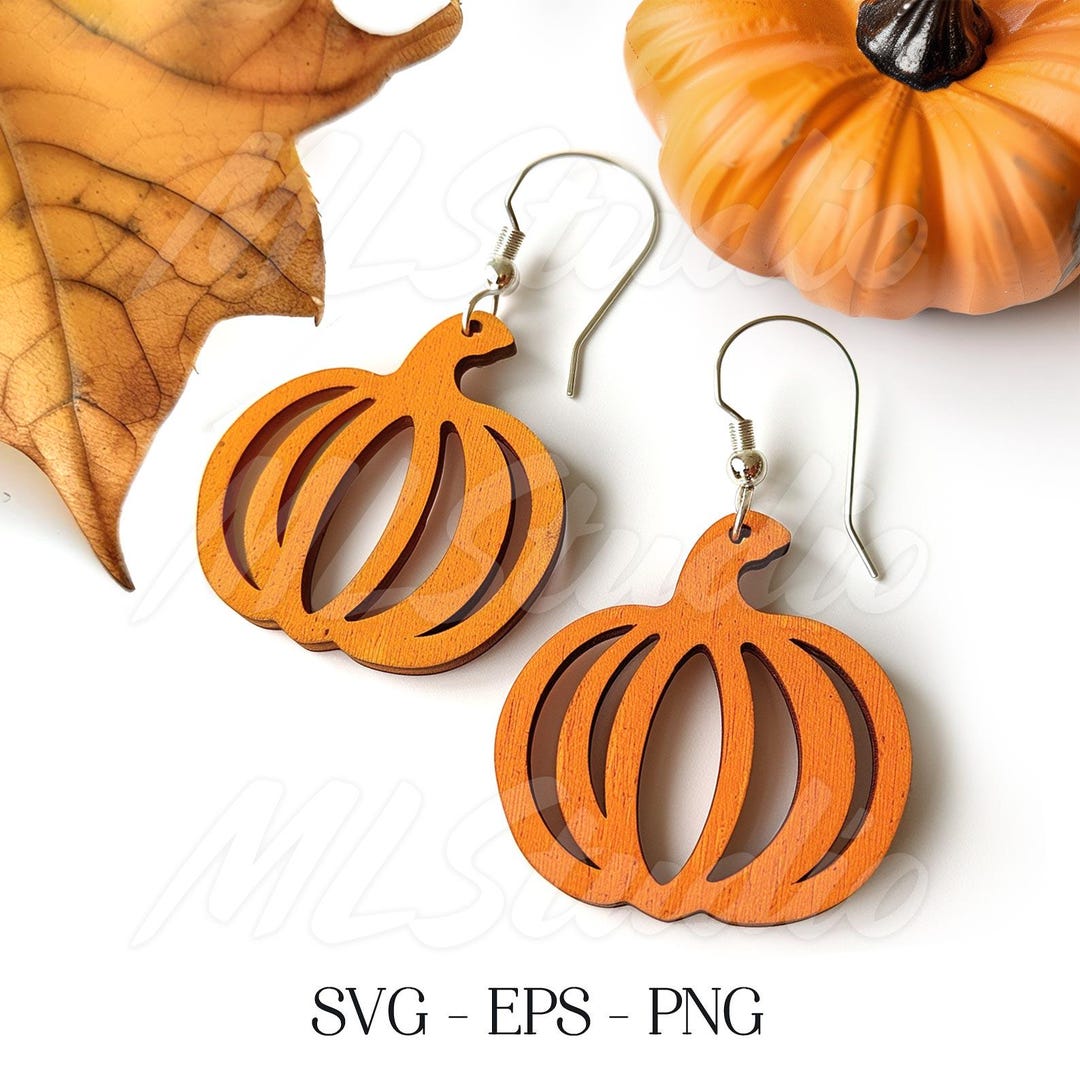 Pumpkin Earrings SVG, Cute Fall Earring SVG, Engraving Pattern Svg ...