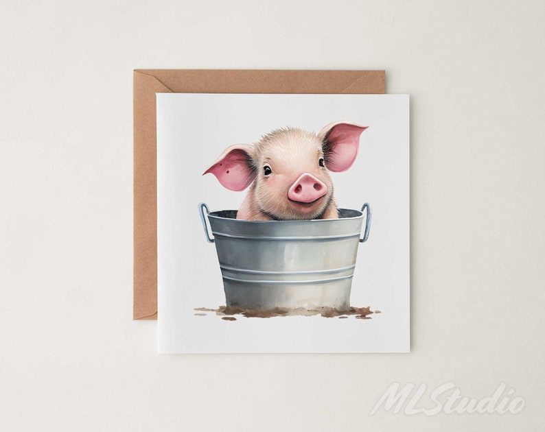 Baby Pig in a Bucket PNG, Pig PNG, Baby Pig Sublimation, Watercolour ...