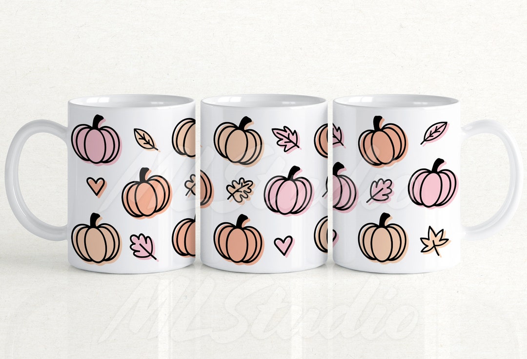 Cute Fall Pumpkins 15oz Mug Wrap Svg, Autumn Svg, 15oz Mug Design Svg ...