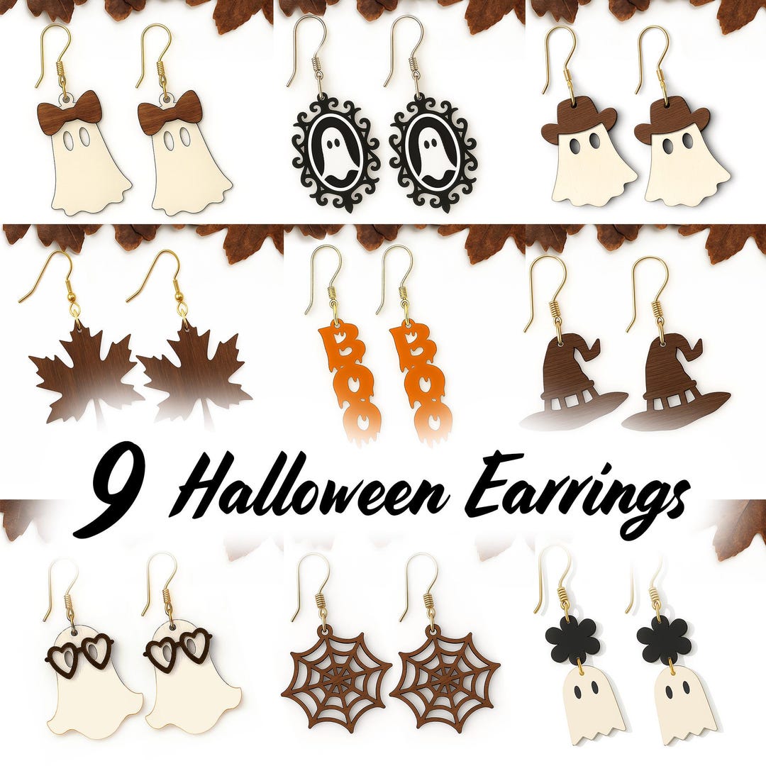 Cute Halloween Earrings SVG Bundle, Autumn Earrings, Halloween Earrings ...