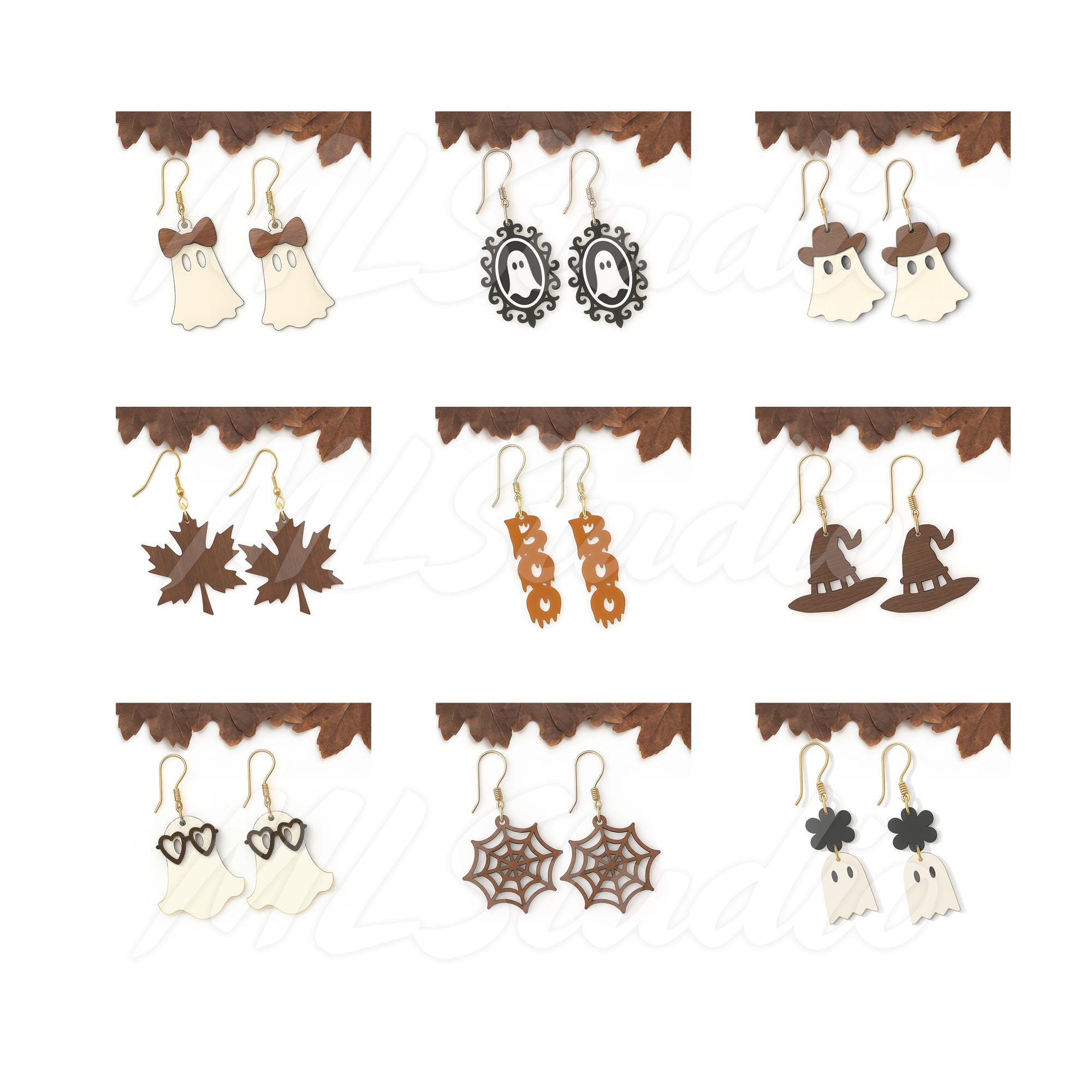 Cute Halloween Earrings SVG Bundle, Autumn Earrings, Halloween Earrings ...