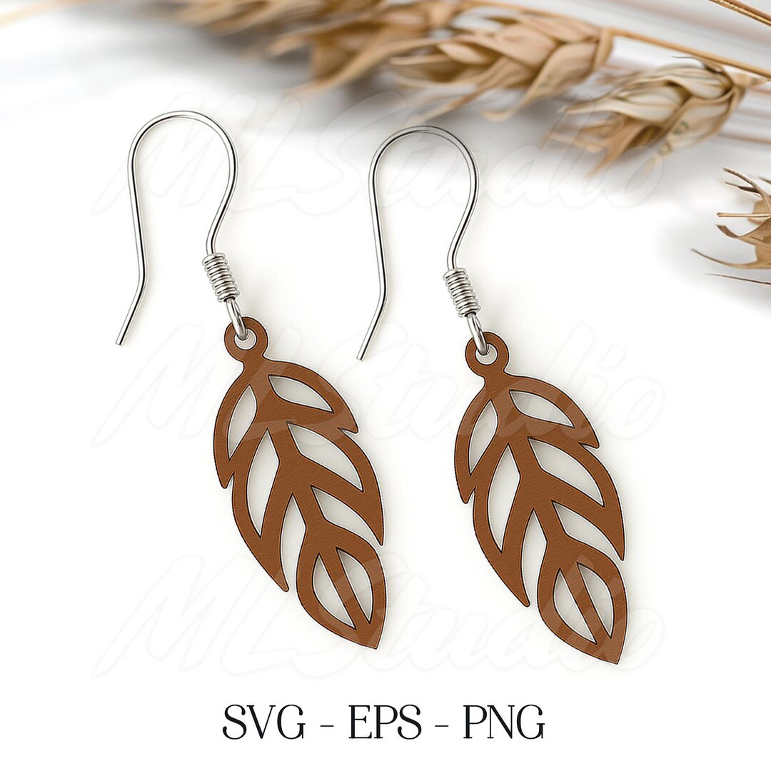 Feather Earring SVG, Western Earring Svg, Wood Feather Earring Svg ...