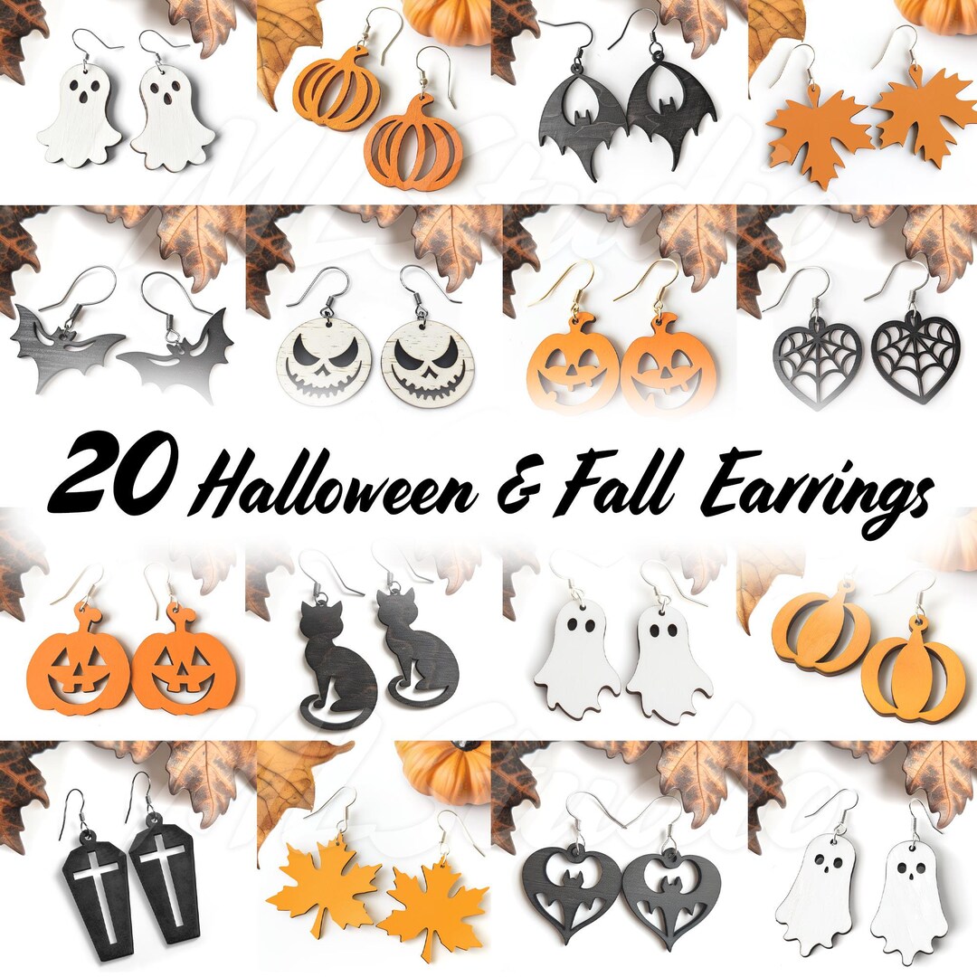 Cute Halloween Earrings SVG Bundle, Autumn Earrings, Halloween Earrings ...