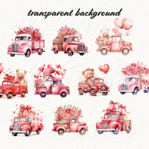 Valentines Truck Clipart Png, Valentines Day Clipart, Watercolor Pink ...