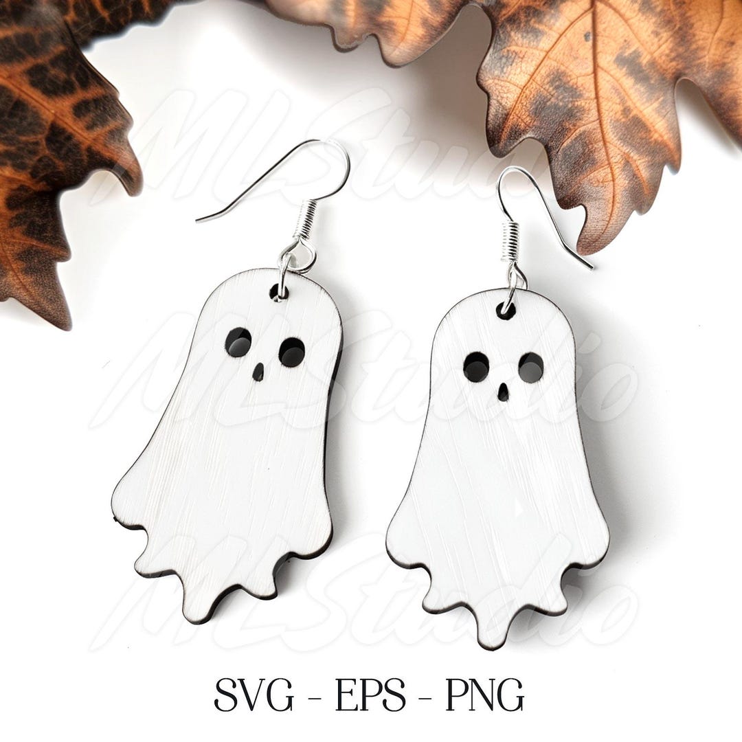 Sweet Ghost Earrings SVG, Cute Halloween Earrings, Halloween Svg ...