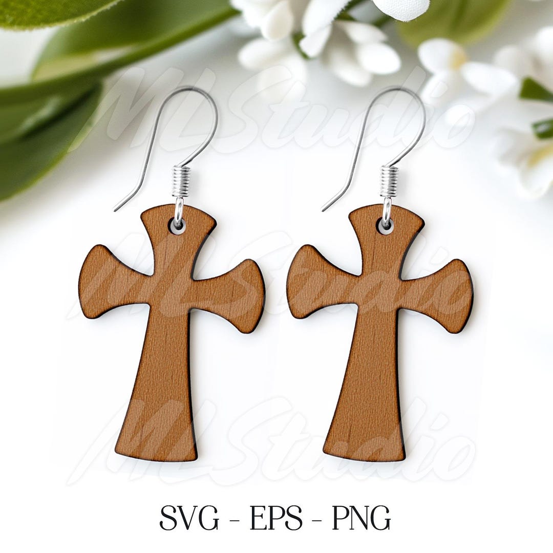 Cross Earring Laser Cut Svg, Earring Svg, Engraving Pattern Svg, Wood ...