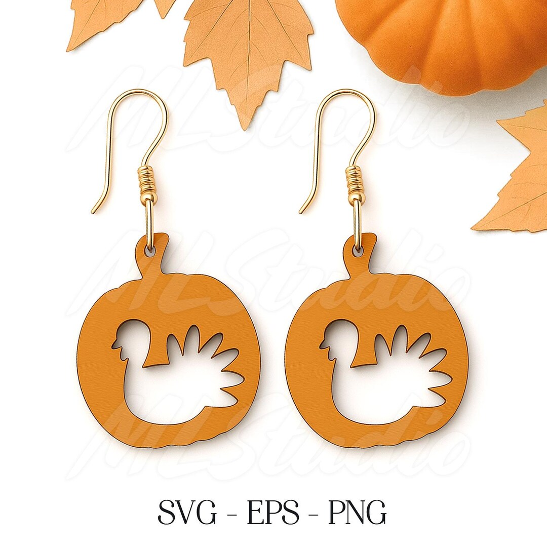 Pumpkin Turkey Earrings SVG, Thanksgiving Earrings Svg, Fall Jewelry ...