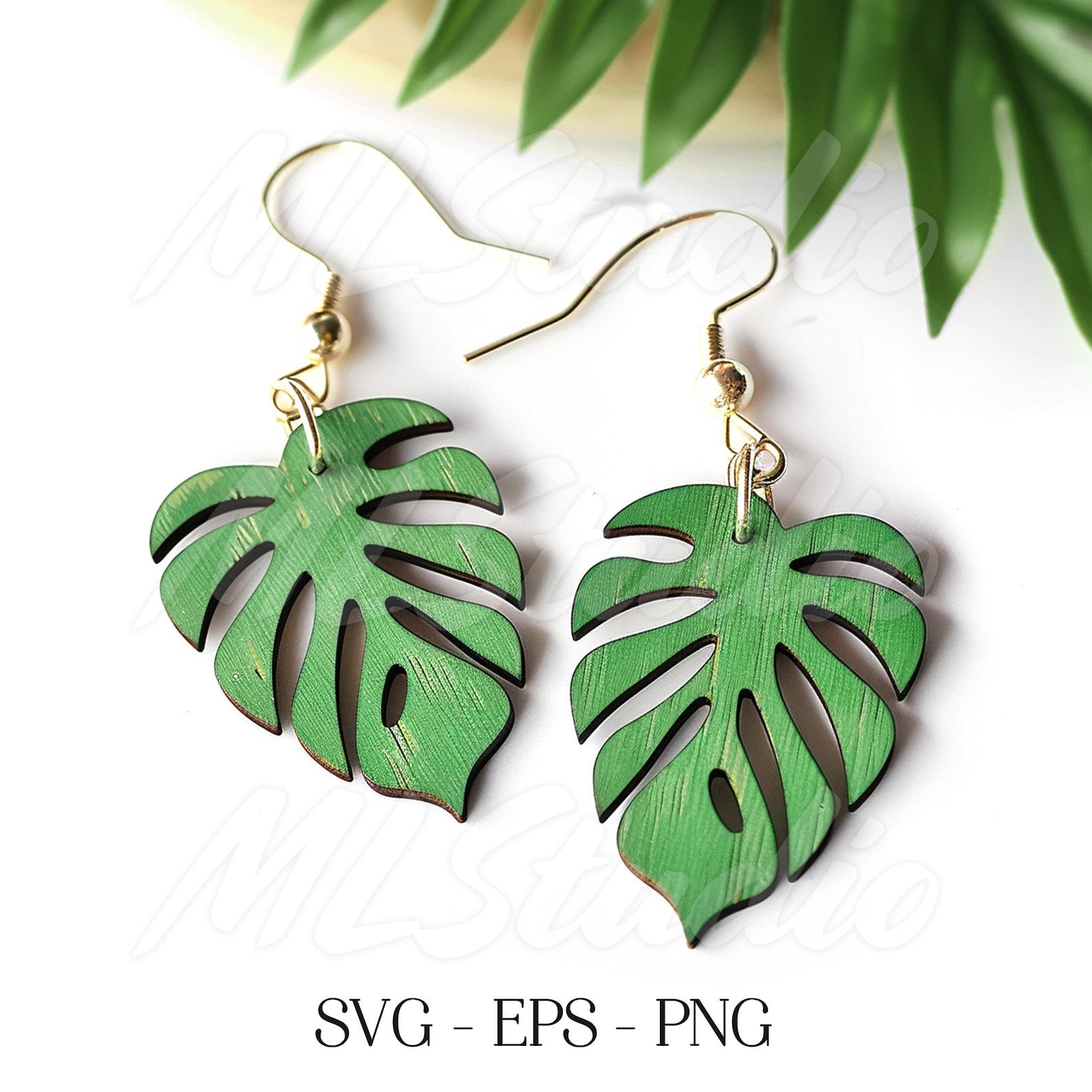 Monstera Earrings SVG, Tropical Leaf Earring SVG, Engraving Pattern Svg ...