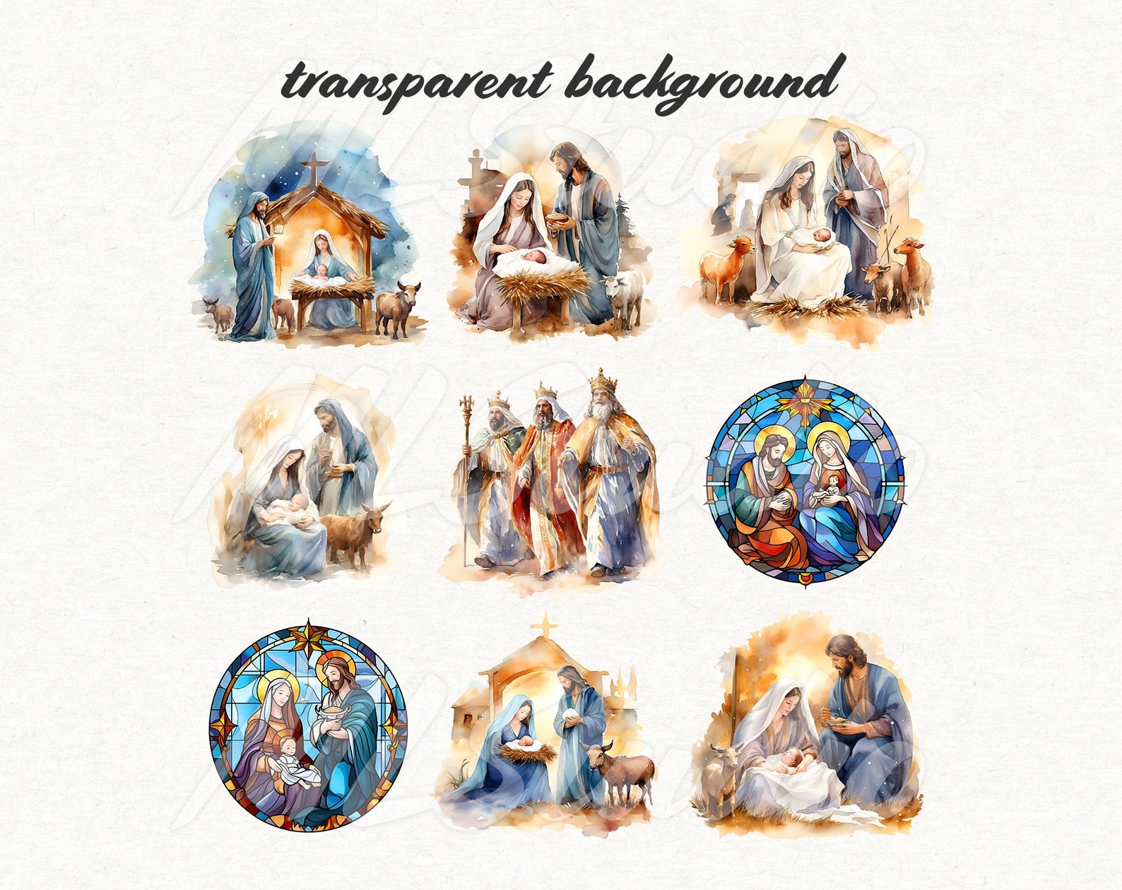 Watercolour Nativity Scenes Clipart PNG, 30 Christmas Cliparts PNG ...
