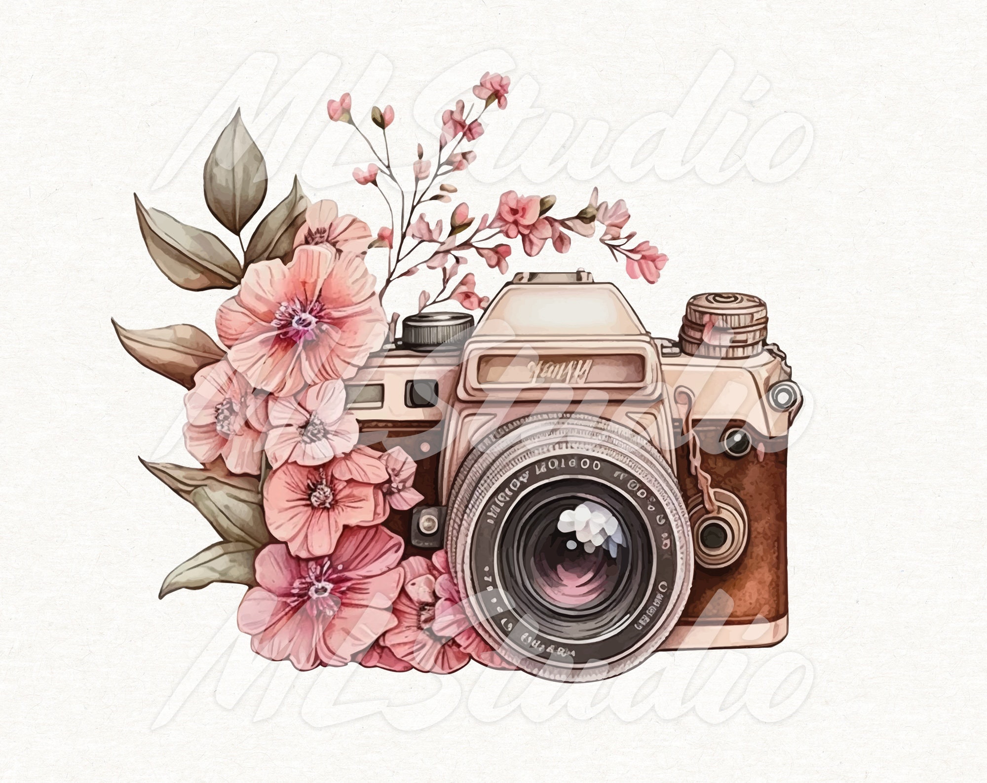 Watercolor Retro Camera PNG, Floral Camera Png, Sublimation Design Png ...